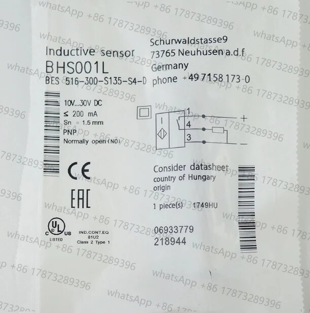 Датчик давления BALLUFF BHS001L BES 516-300-S135-S4-D