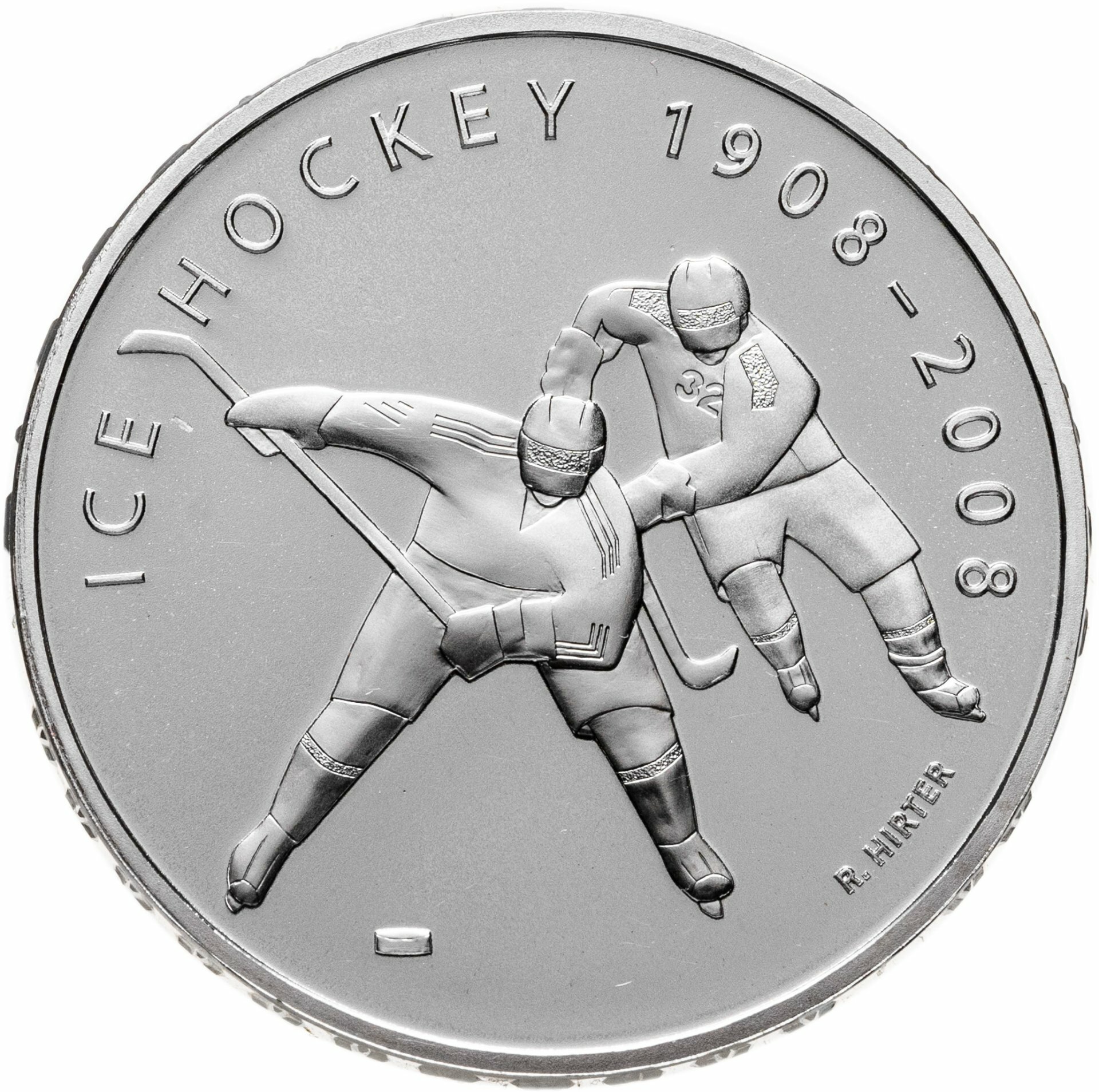 Швейцария 20 франков 2008 "100 лет хоккею" в капсуле, Серебро 835, в сохранности BUNC