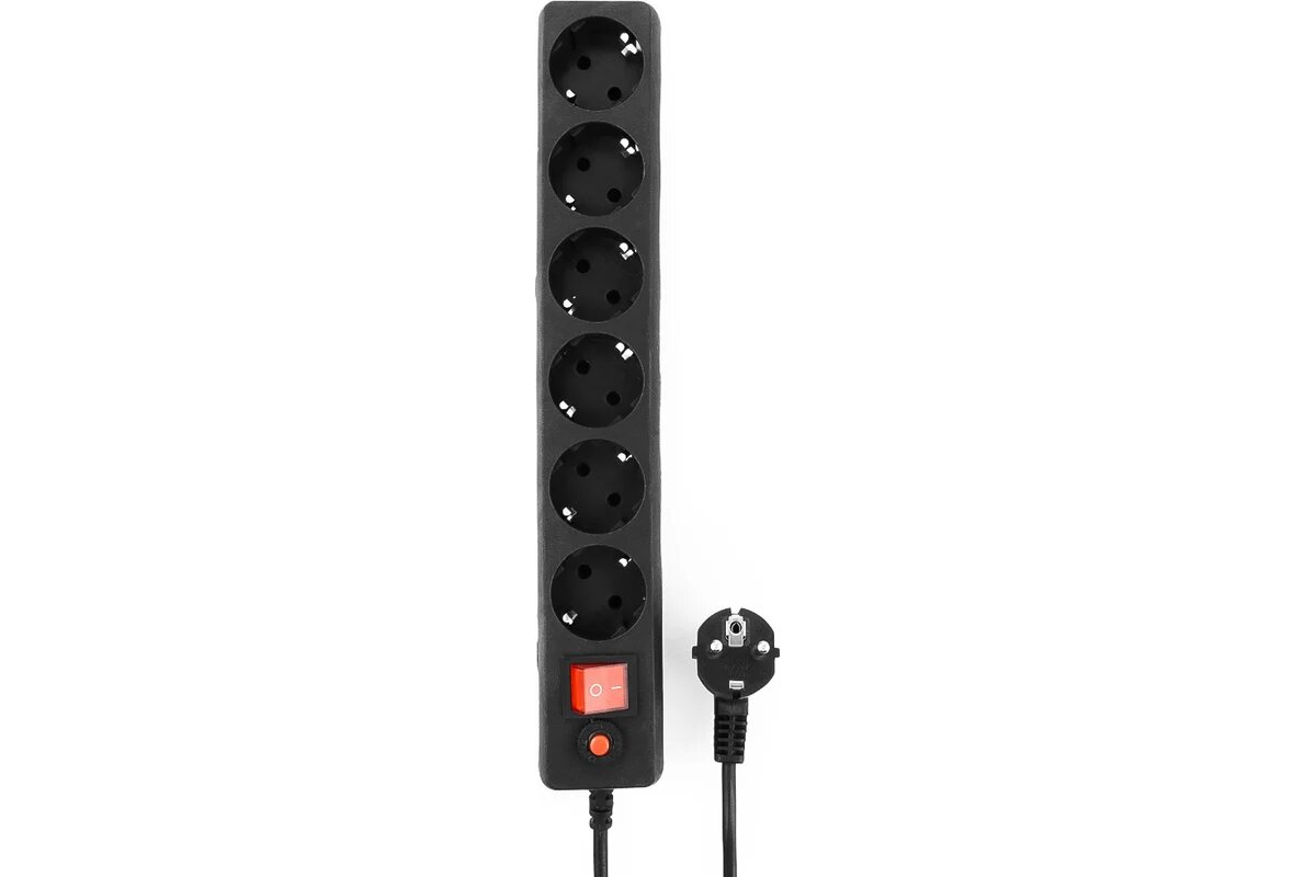 Сетевой фильтр Гарнизон EHB-10, 6 розеток, 3 м, IP20, чёрный
