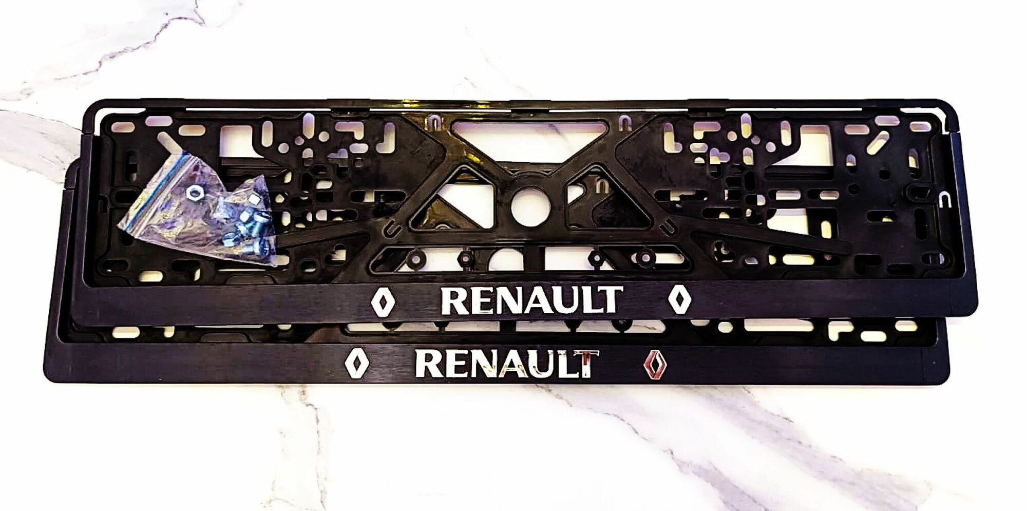 Рамки номерного знака RENAULT рено пластиковые, комплект 2 рамки + крепеж