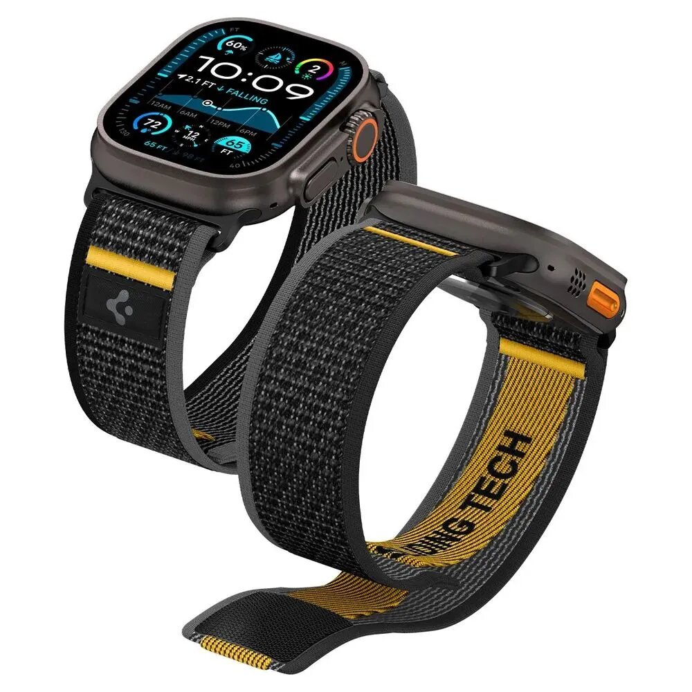 Ремешок Caseology на Apple Watch (49/46/45/44 mm) (AMP09033) Athlex Air Active Band / Спиген Ремешок для Эпл Вотч Черный
