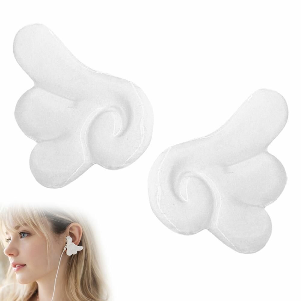 Декор для наушников Angel Wings крылья ангела 3D накладки на провод белые 2 шт