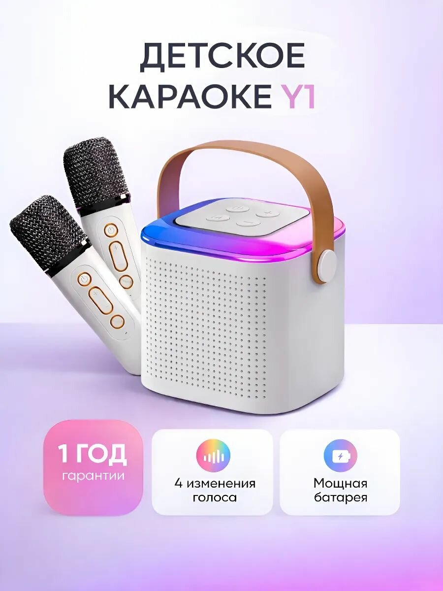 Беспроводная музыкальная колонка караоке с двумя микрофонами
