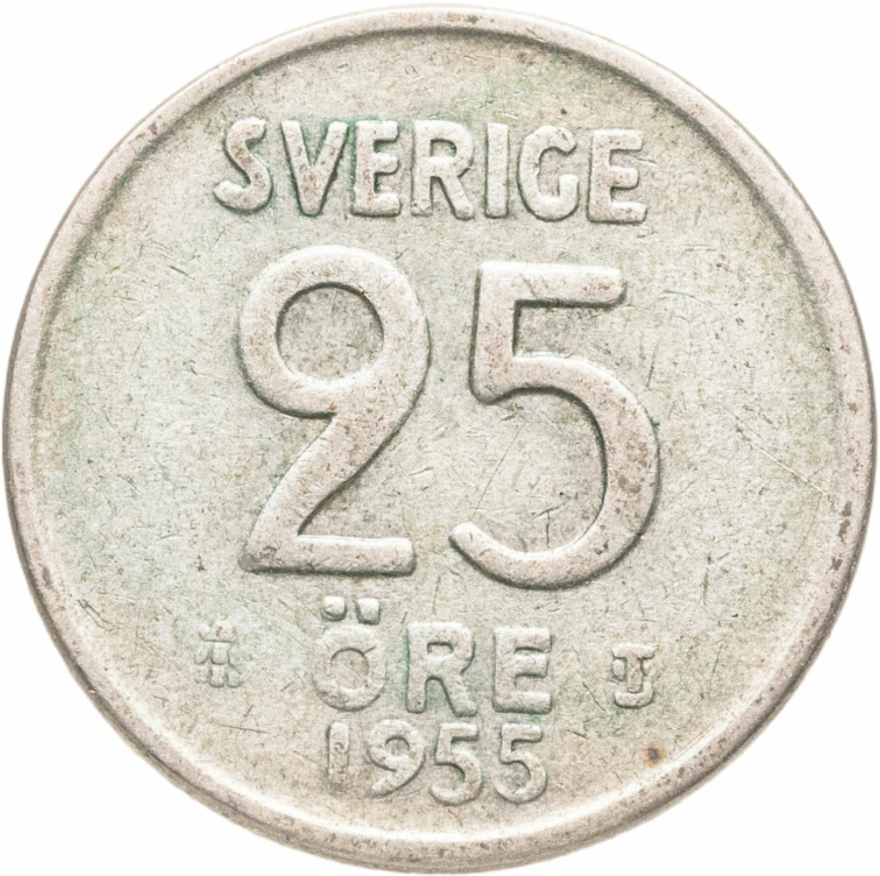 Швеция 25 эре ore 1955, Серебро 400, в сохранности VF-XF