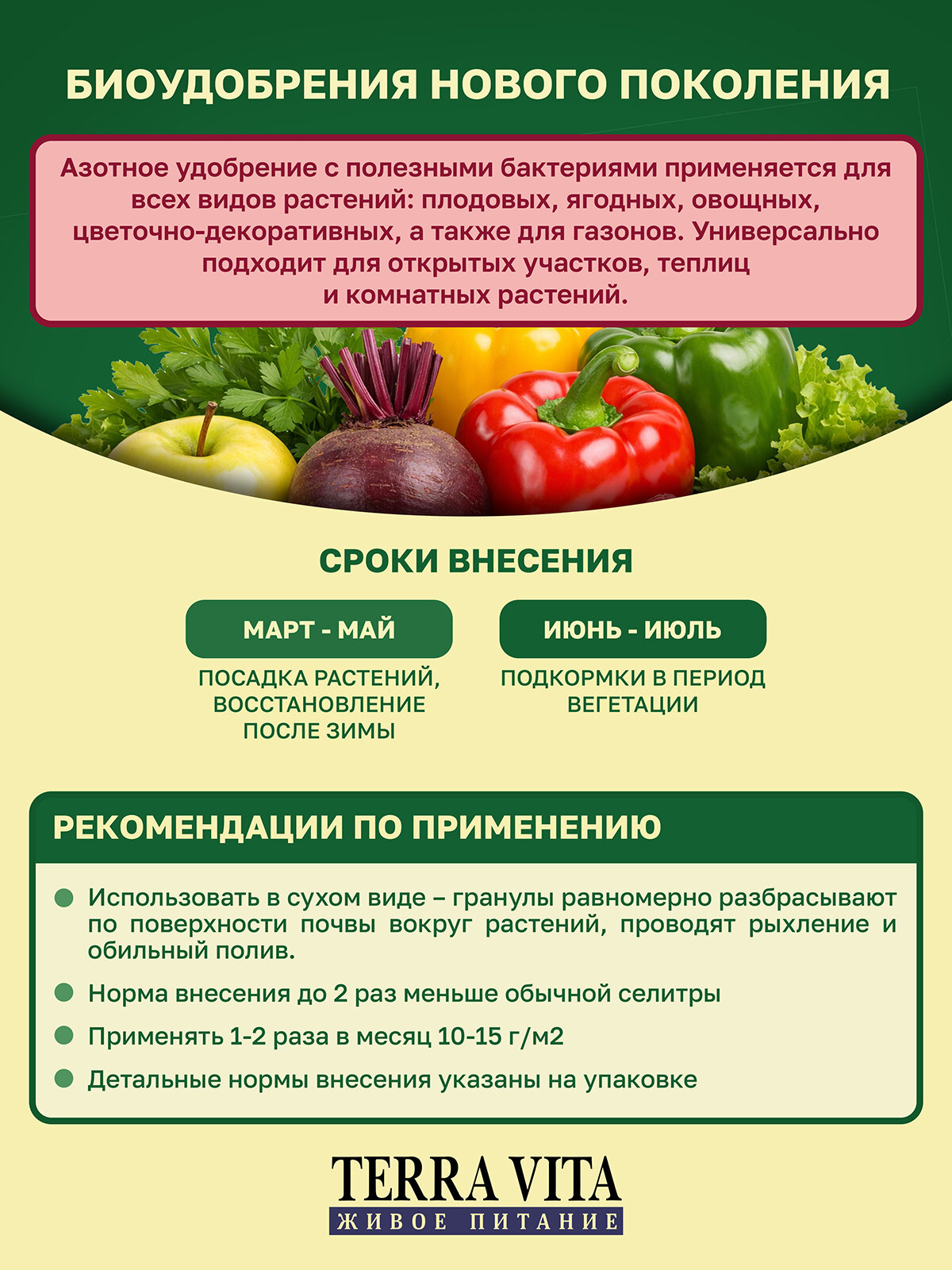 Удобрение биоселитра TERRA VITA, 1 кг