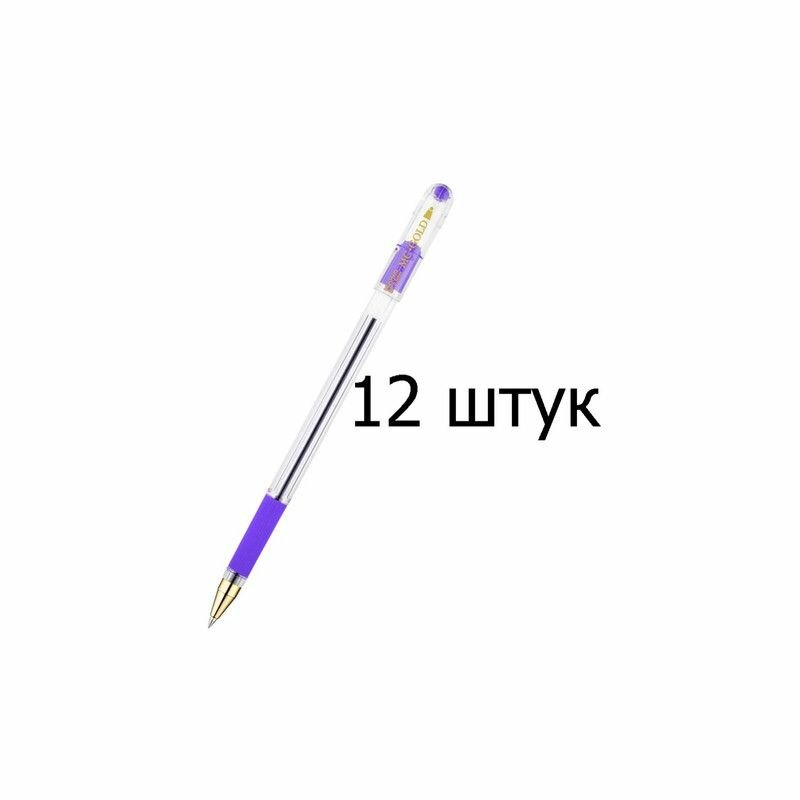 MunHwa Ручка шариковая MC Gold на масляной основе, фиолетовая, 12 шт.