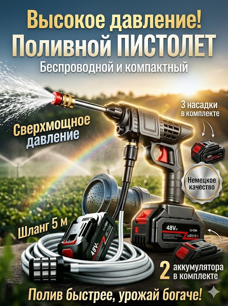 Насос аккумуляторный для полива из бочки, 48V