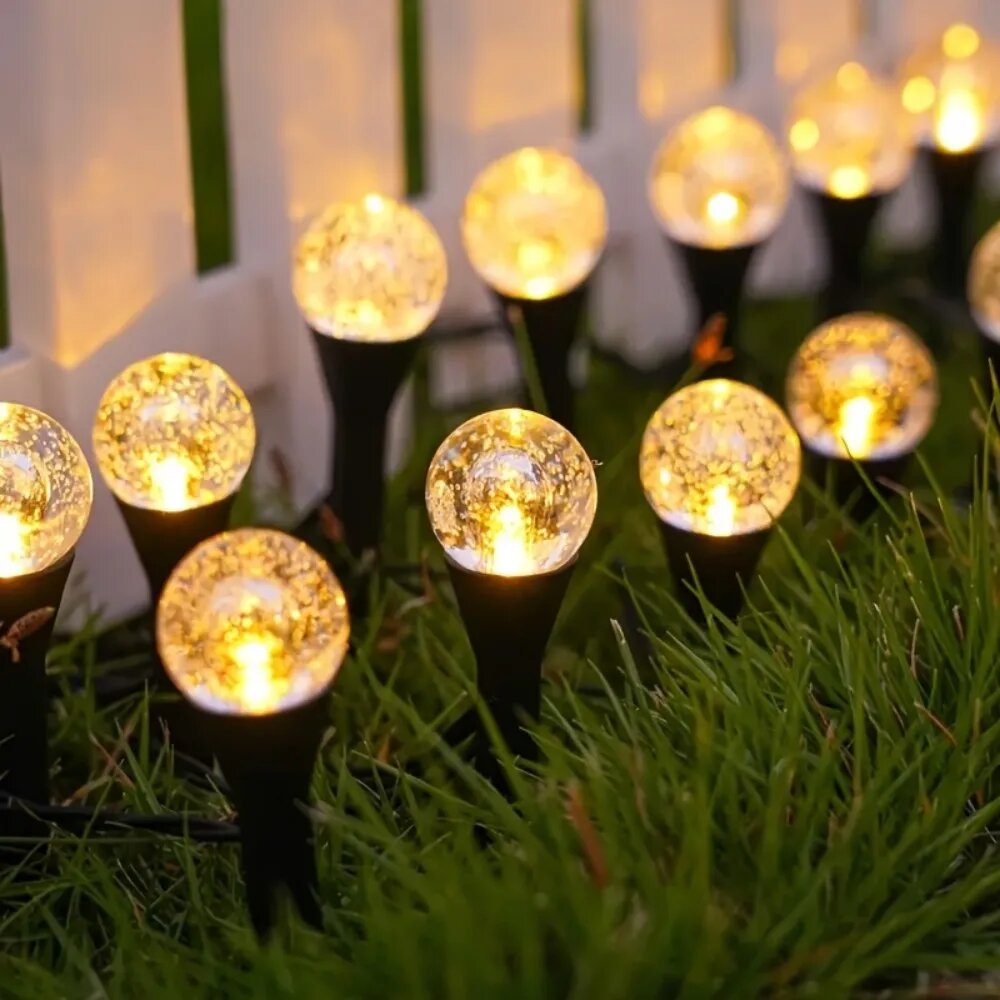 Солнечная гирлянда шарики 8м, 20 LED, теплый белый