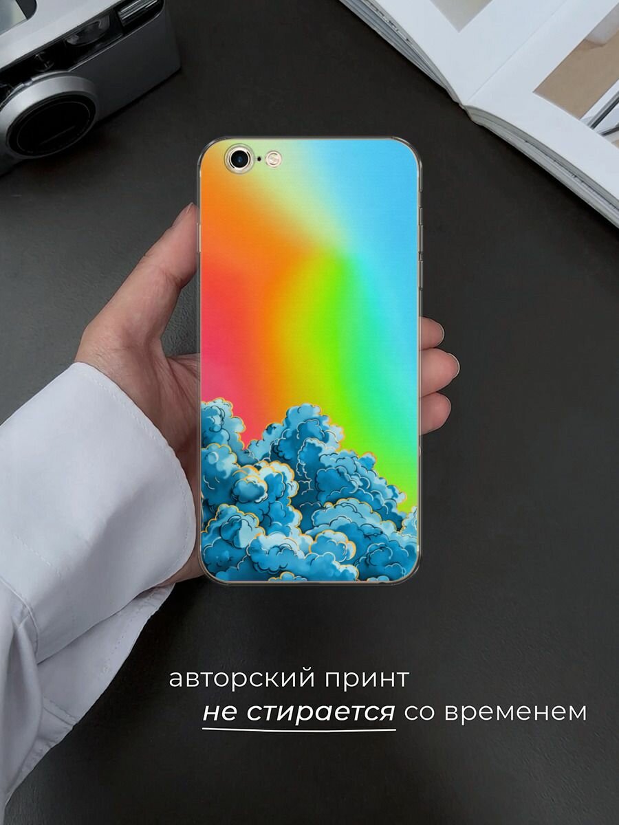 Чехол на Apple iPhone 6 Plus/6S Plus / Айфон 6 Плюс/Айфон 6С Плюс с принтом Звезда и облака, прозрачный — фото 1