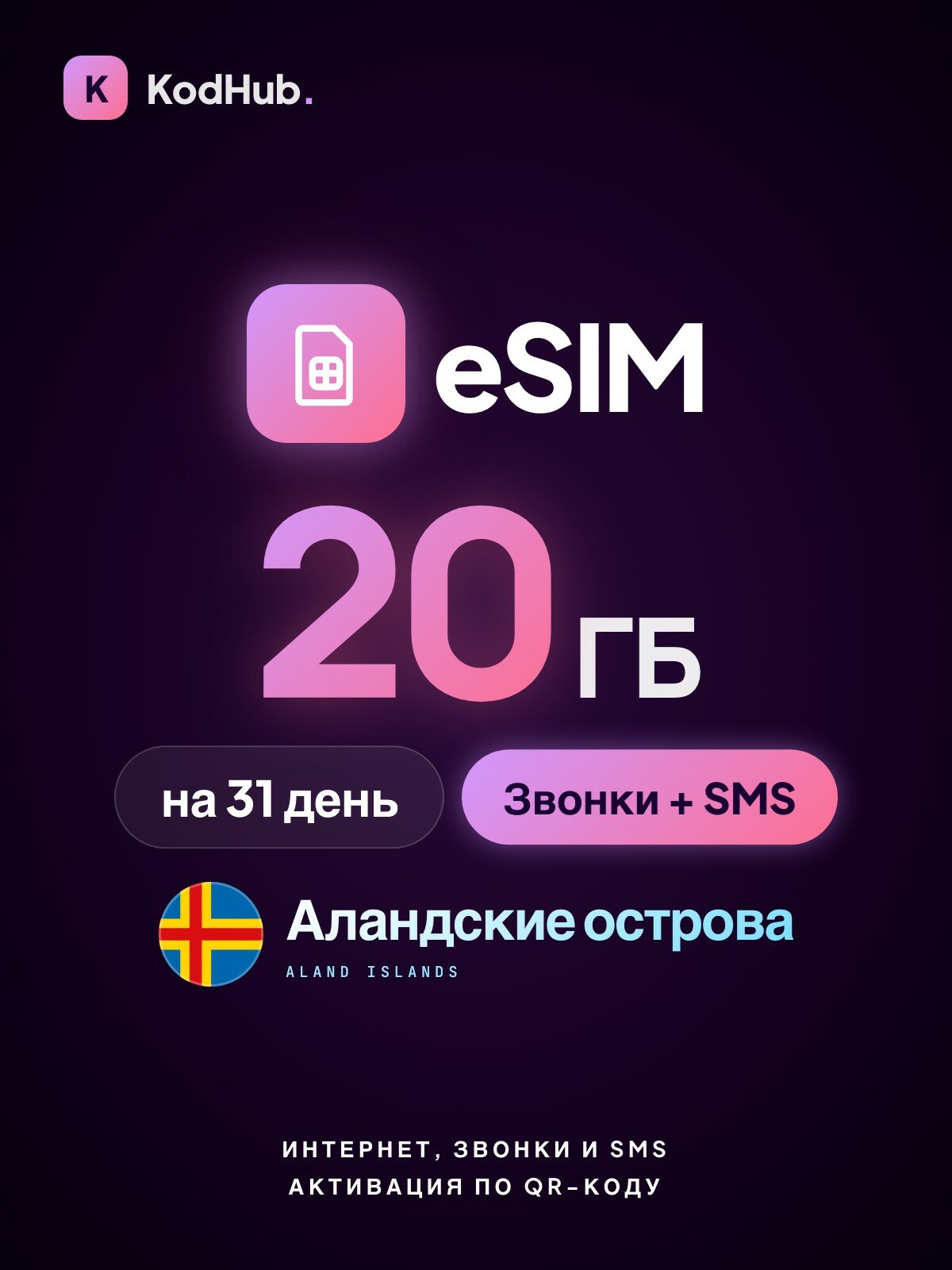 Туристическая eSIM Аландские острова 20 ГБ + звонки + SMS на 31 день | связь в поездке без роуминга