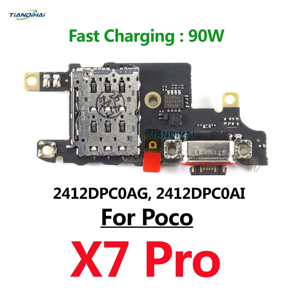 Плата USB-порта для зарядки с гибким кабелем для Xiaomi Poco X5 X6 X7 Pro X2 X3 GT For Poco X7 Pro
