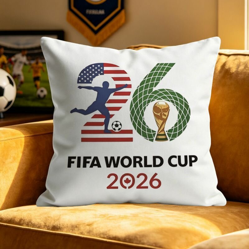 Декоративная подушка World Cup 2026, футбольный сувенир для болельщиков, подушка для дивана и интерьера 50*50cm