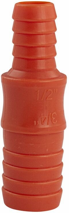 Штуцер соединительный 1/2"х3/4" (15х20мм), из АБС пластика, цвет оранжевый