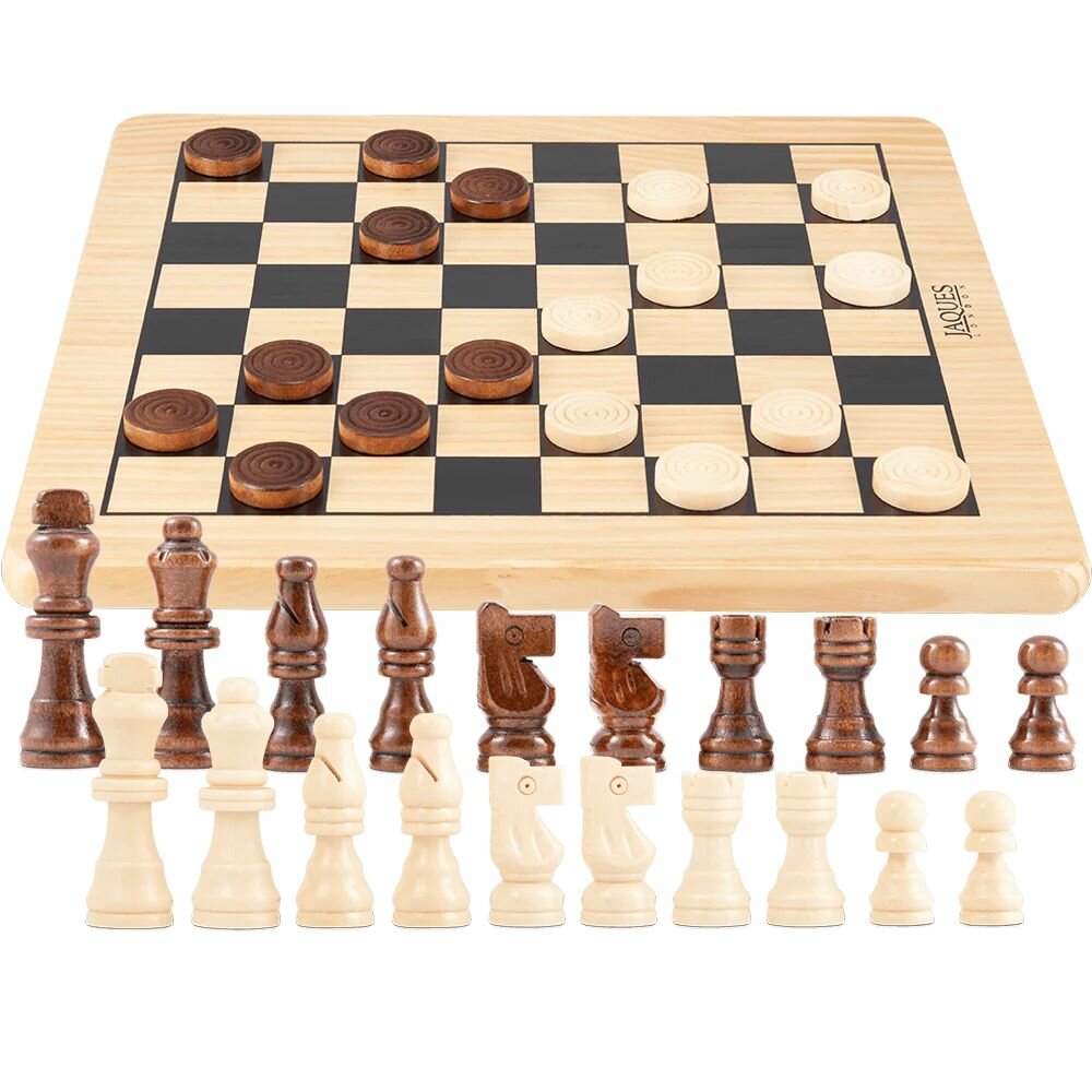 Jaques London Деревянный шахматный набор Chess Set Including Draughts Pieces