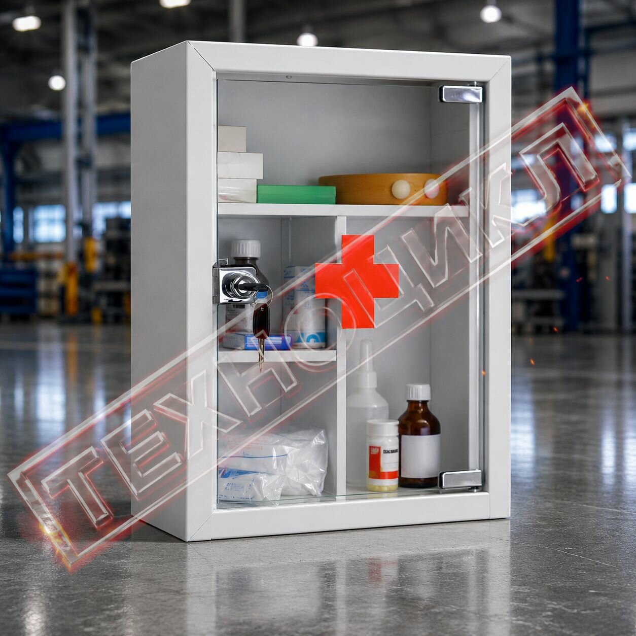 Аптечка медицинская сварная техноцикл AMD-39G, металлическая, белый, 390х300х160 мм