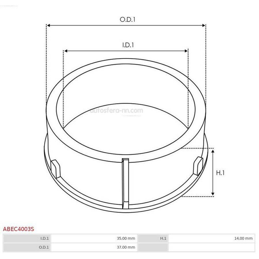 AS ABEC4003S Втулка подшипника 35X37X14 DENSO: 1012100162, 1012100870, 1012100871, MAGNETI MARELLI: 63321286, 63321292, 63321718