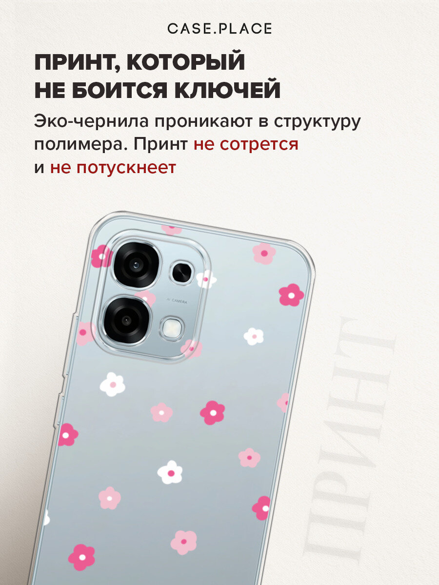 Чехол на Oppo A6 Pro / Оппо A6 Про с принтом Весенние цветочки рисунок, прозрачный — фото 1