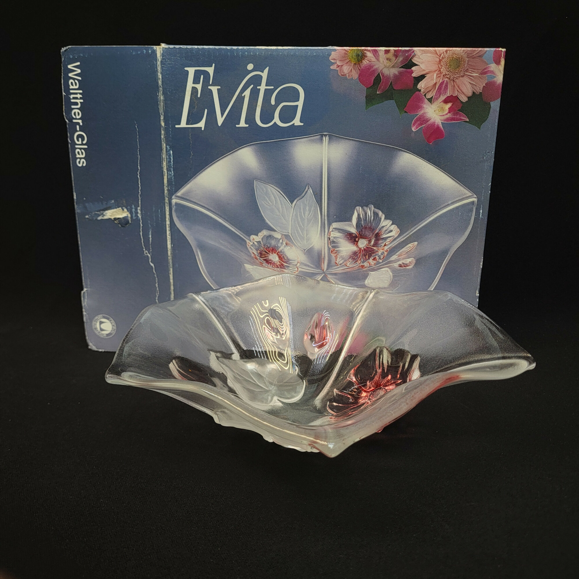 Ваза декоративная винтажная, СССР. Цветное стекло, Walther Glas, модель Evita
