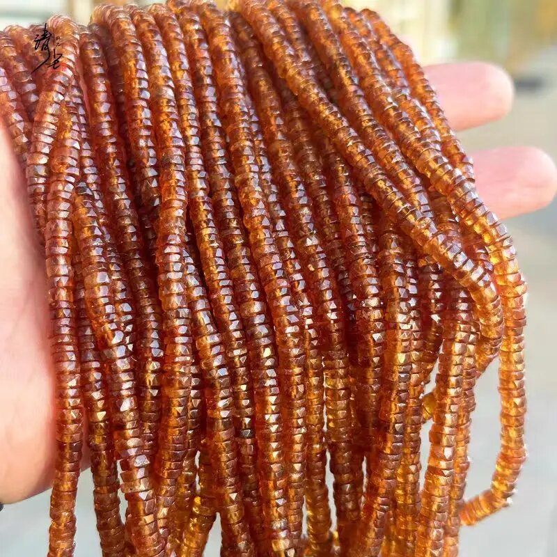 Hessonite гранат оранжевый круглый граненый 4-5 м для DIY ювелирных изделий ожерелья 20 см россыпью бусины