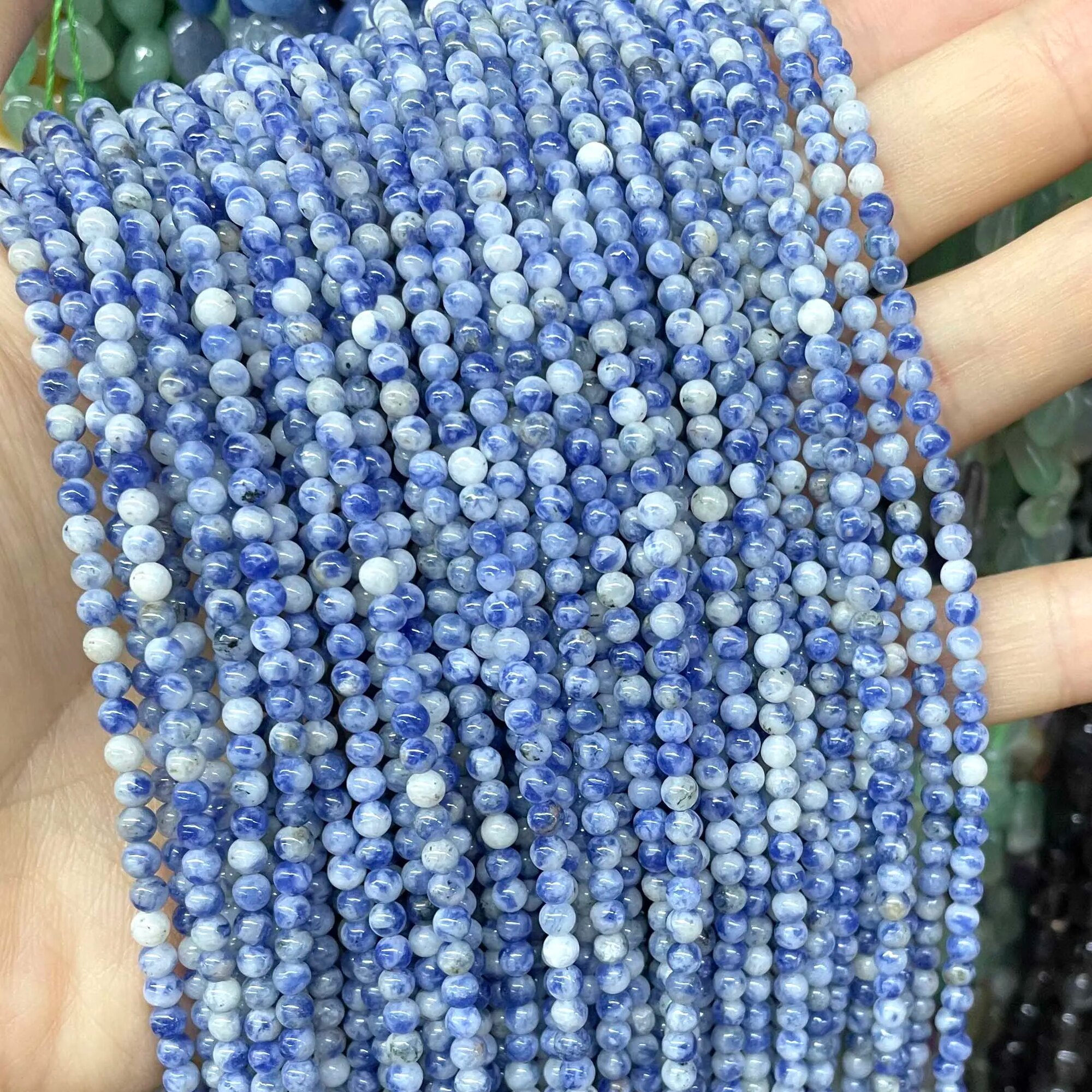 Бусины из кварца, яшмы, лазурита, амазонита SYSRXLR 3mm 120pcs beads, White Blue Sodalite