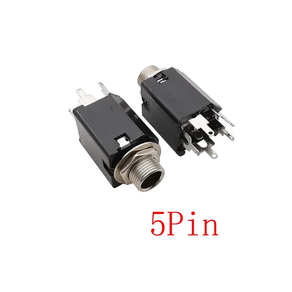 Аудиоразъем PJ-612A 6,35 мм черный пластик/металл 3/5 контактов 2Pcs, 5Pin Black