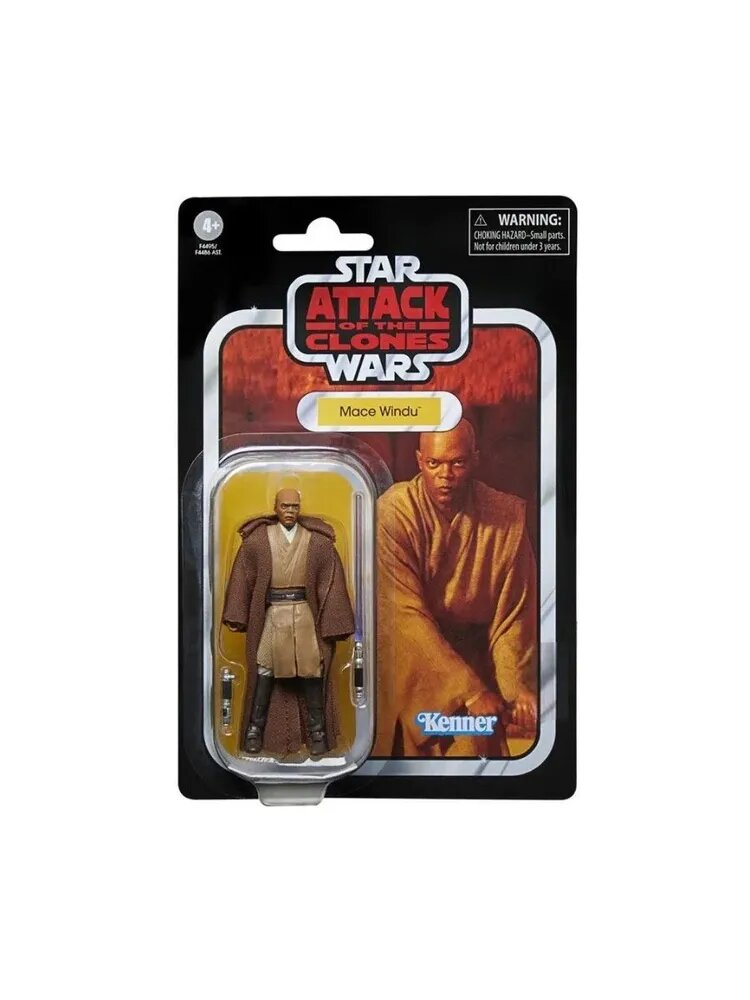 Фигурки Hasbro Kenner Star Wars The Vintage Collection Attack of The Clones Series Action Figures Mace Windu(3.75 Inches)