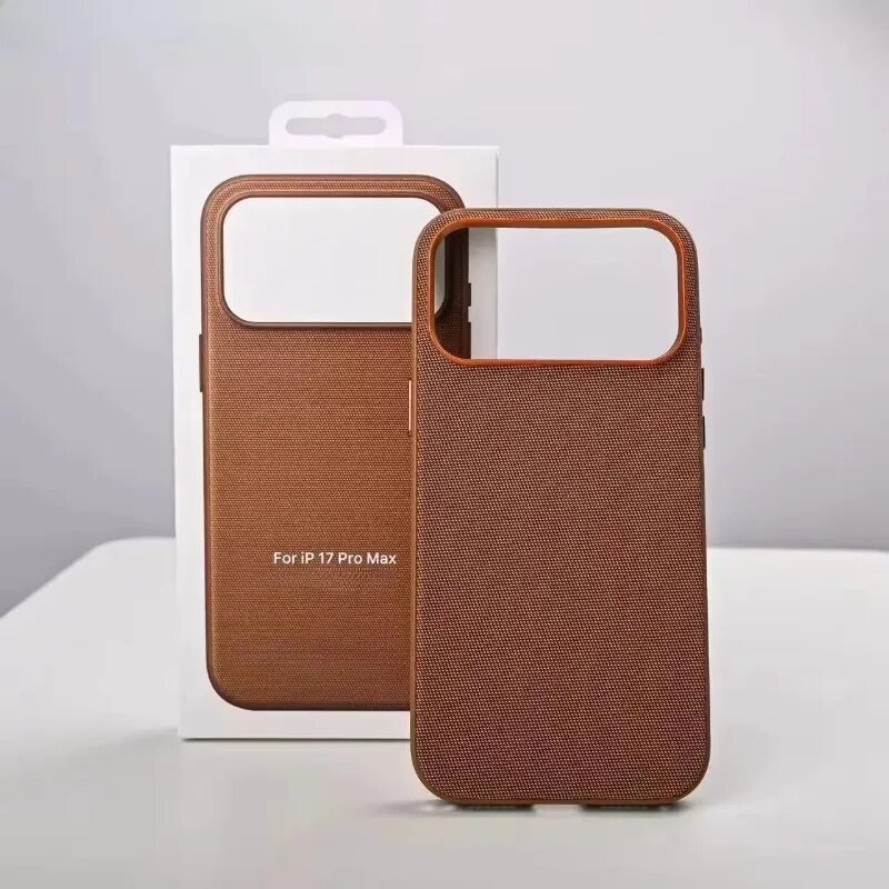 Оригинальный чехол 1:1 Box Official Technology Woven для iPhone17 Про Макс, Коричневый, Brown