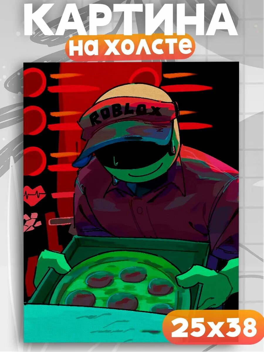 Картина на стену forsaken roblox роблокс Эллиот форсакен, на подрамнике, 1шт, 38х25 размер.