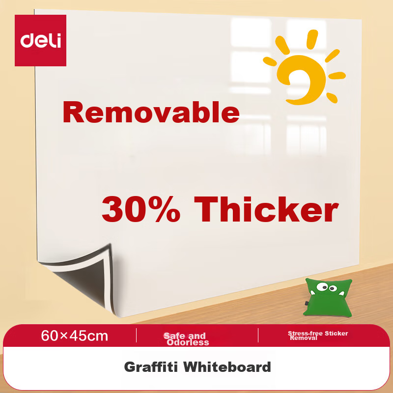 Deli 60*45cm Doodle Soft Whiteboard, Removable Adhesive Wall Sticker for Home Use, Magnetic Self-Adhesive Erasable Drawing Board, Doodle Self-Adhesive Wallpaper, Children's Doodle Drawing Blackboard Sticker