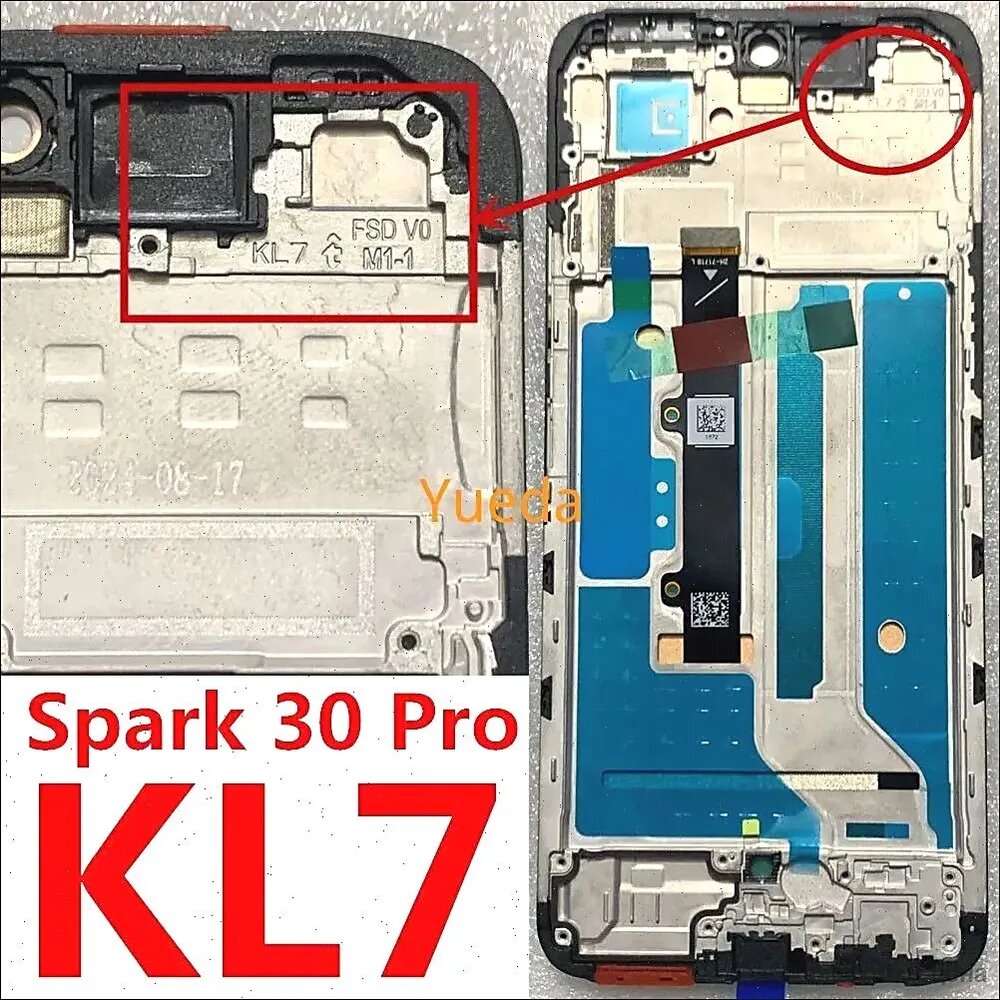 Дисплей(экран) для Spark 30 Pro KL7(текно спарк 30 про) в сборе с тачскрином рамкой