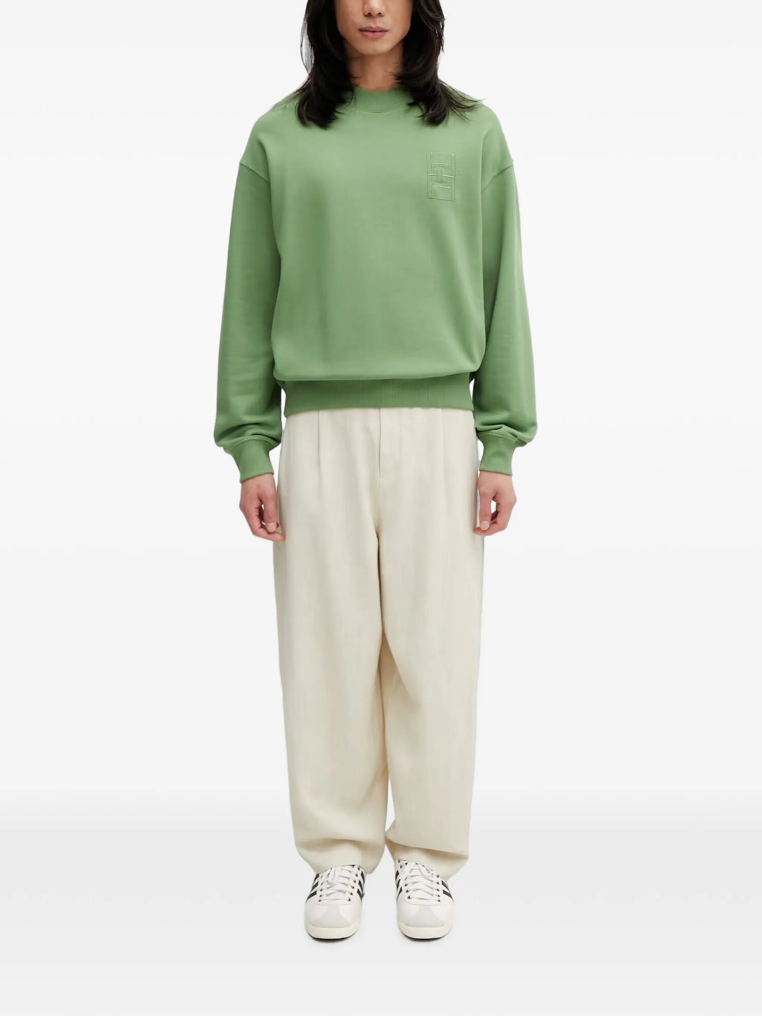 Толстовка LACOSTE Embroidered crew-neck sweatshirt, размер M, , greyish green — фото 1