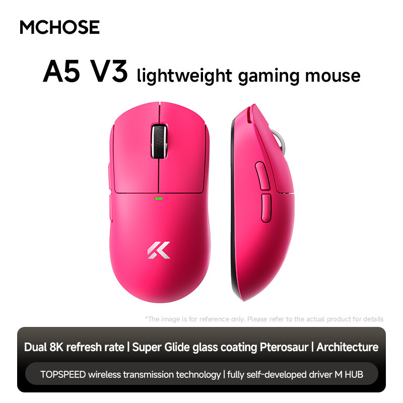 Мышь компьютерная игровая MCHOSE A5 V3, цвет товара Berry Red — фото 1