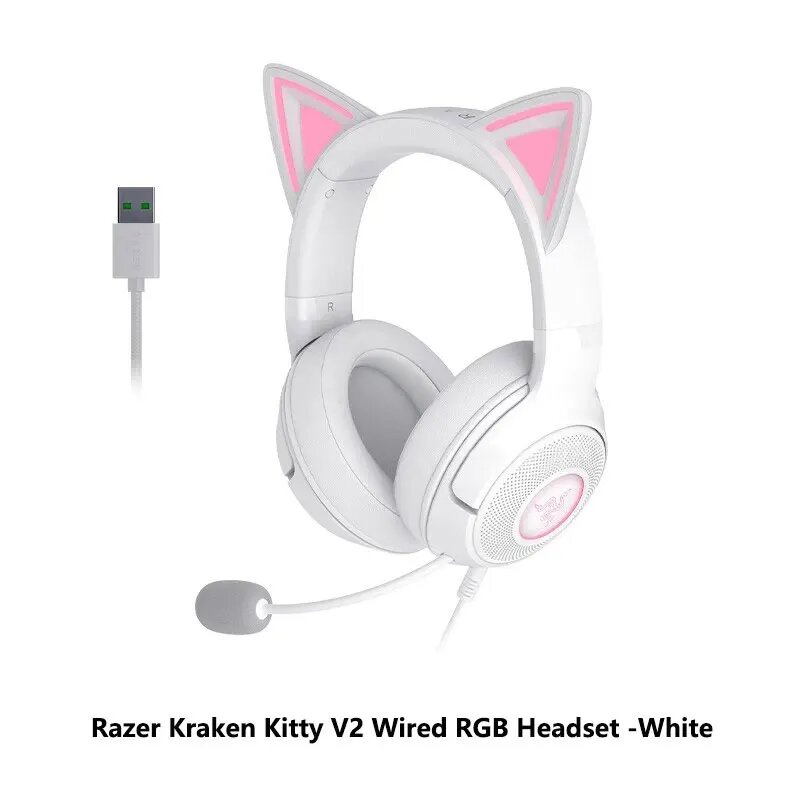 Razer Kraken Kitty V2 проводные наушники Розовый, белый