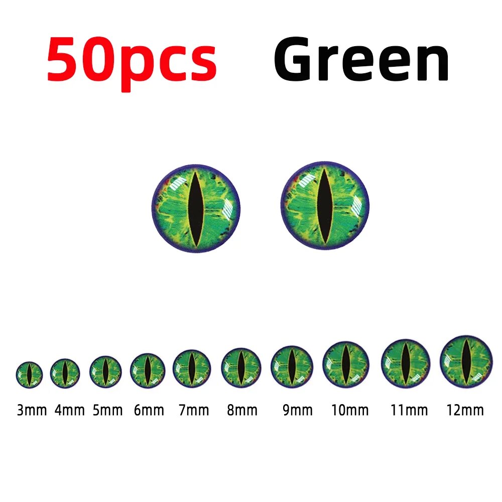 3D Голографические Рыбьи Глазки из Эпоксидной Смолы 50 шт. 7mm, 50pcs Green