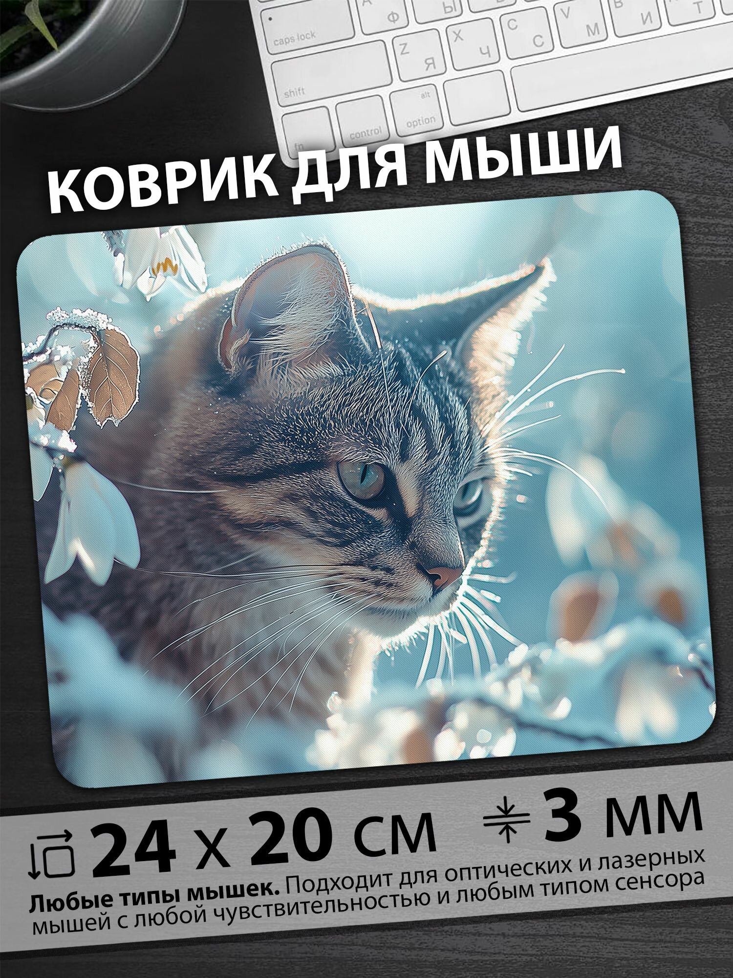 Резиновый коврик для мыши (24 x 20 см x 3 мм)