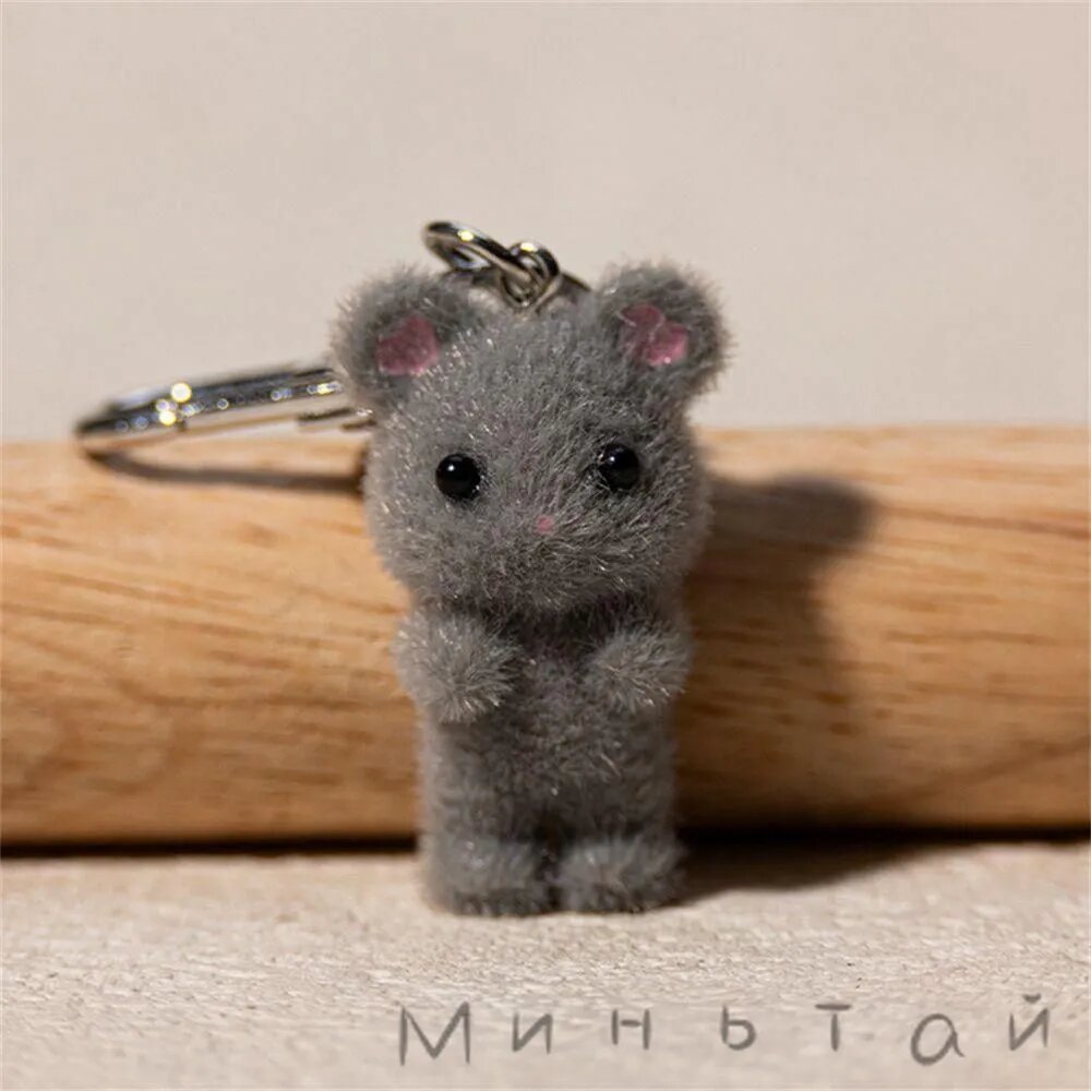 Милая мышка-брелок для ключей из смолы 'Пепел', 35x21 мм, Китай