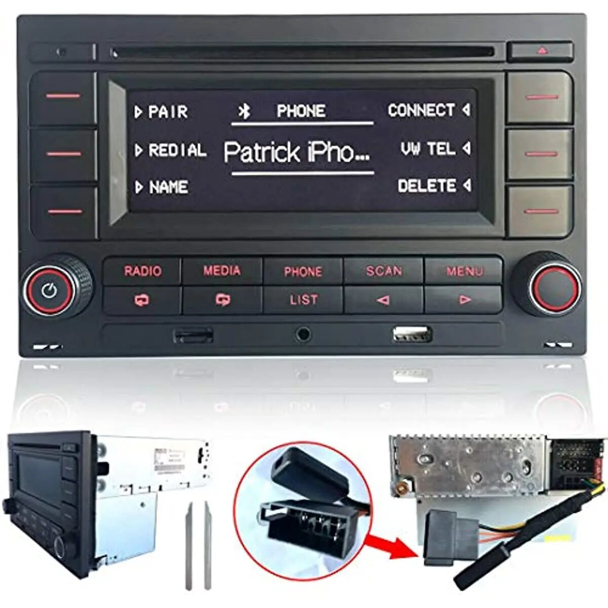 Автомобильный радиоприемник SCUMAXCON RCN210, CD-плеер, USB MP3 AUX Bluetooth для RCD210-ISO plug