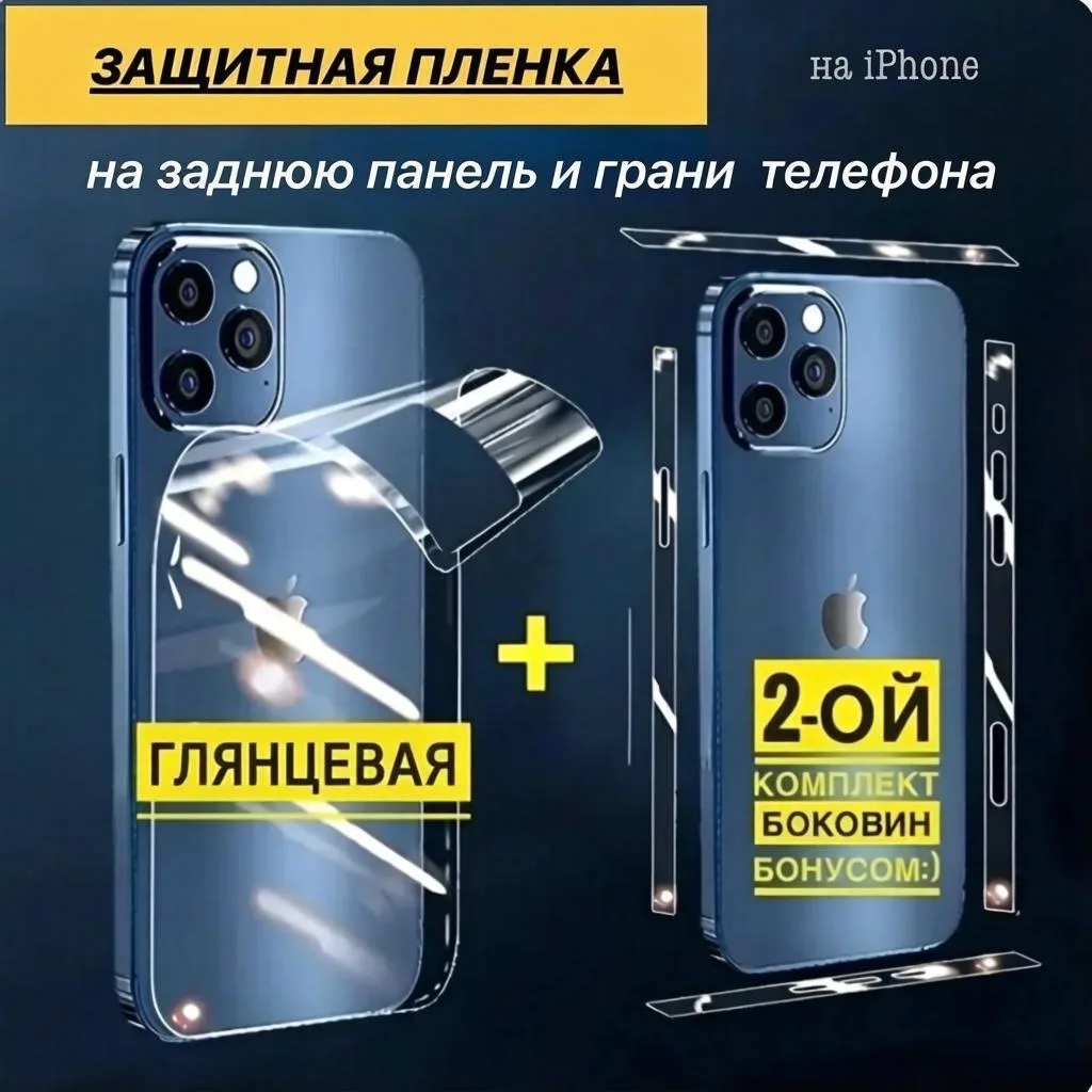 Защитная пленка на Айфон 17 Про Макс/Глянцевая/Полиуретановая пленка-броня на заднюю панель и боковины для Iphone 17 Pro Max