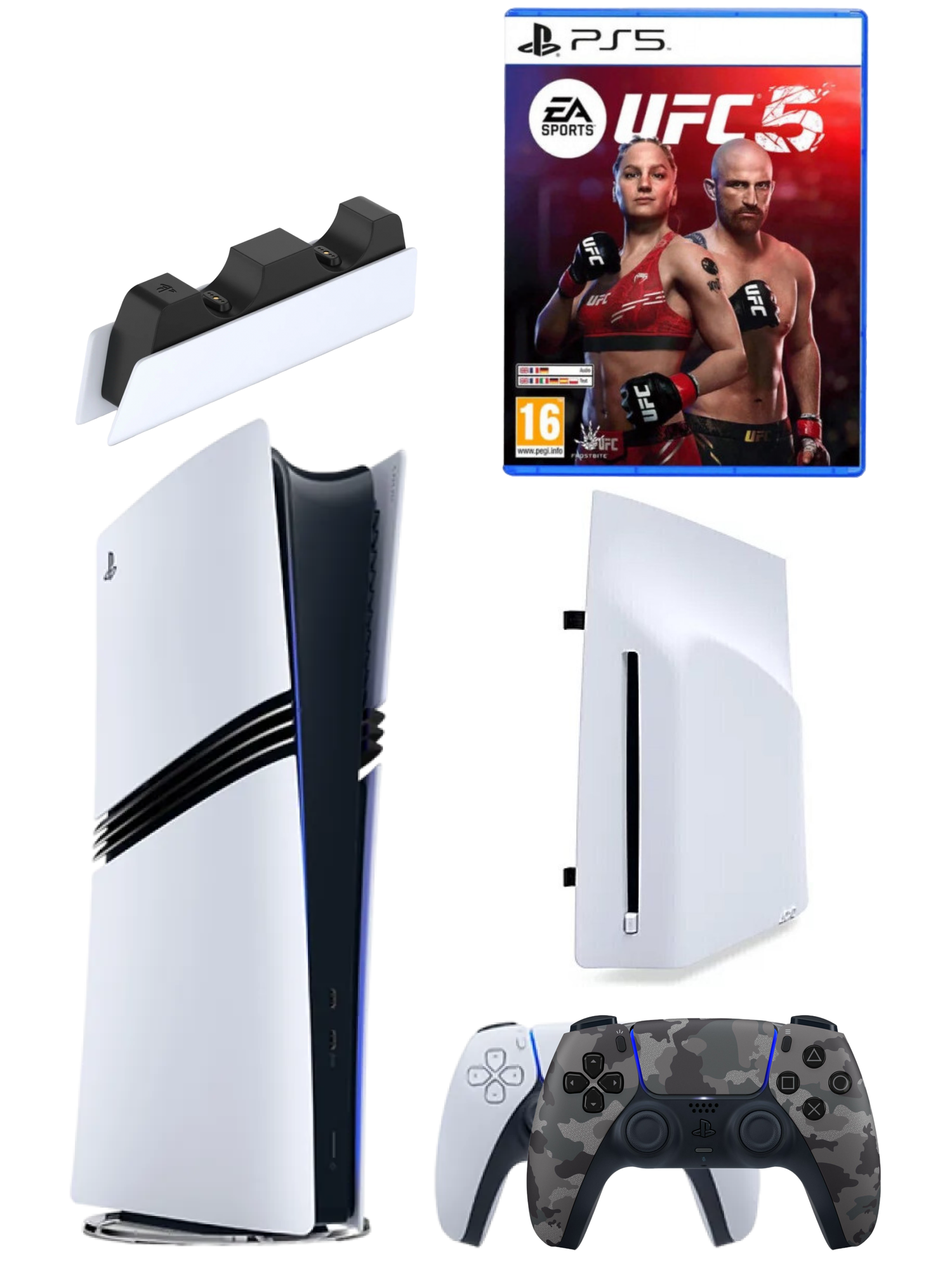 Игровая приставка Sony PS 5 Pro Digital Edition+Зарядная станция+ Дисковод +2-ой геймпад+UFC 5 , 2Tb SSD