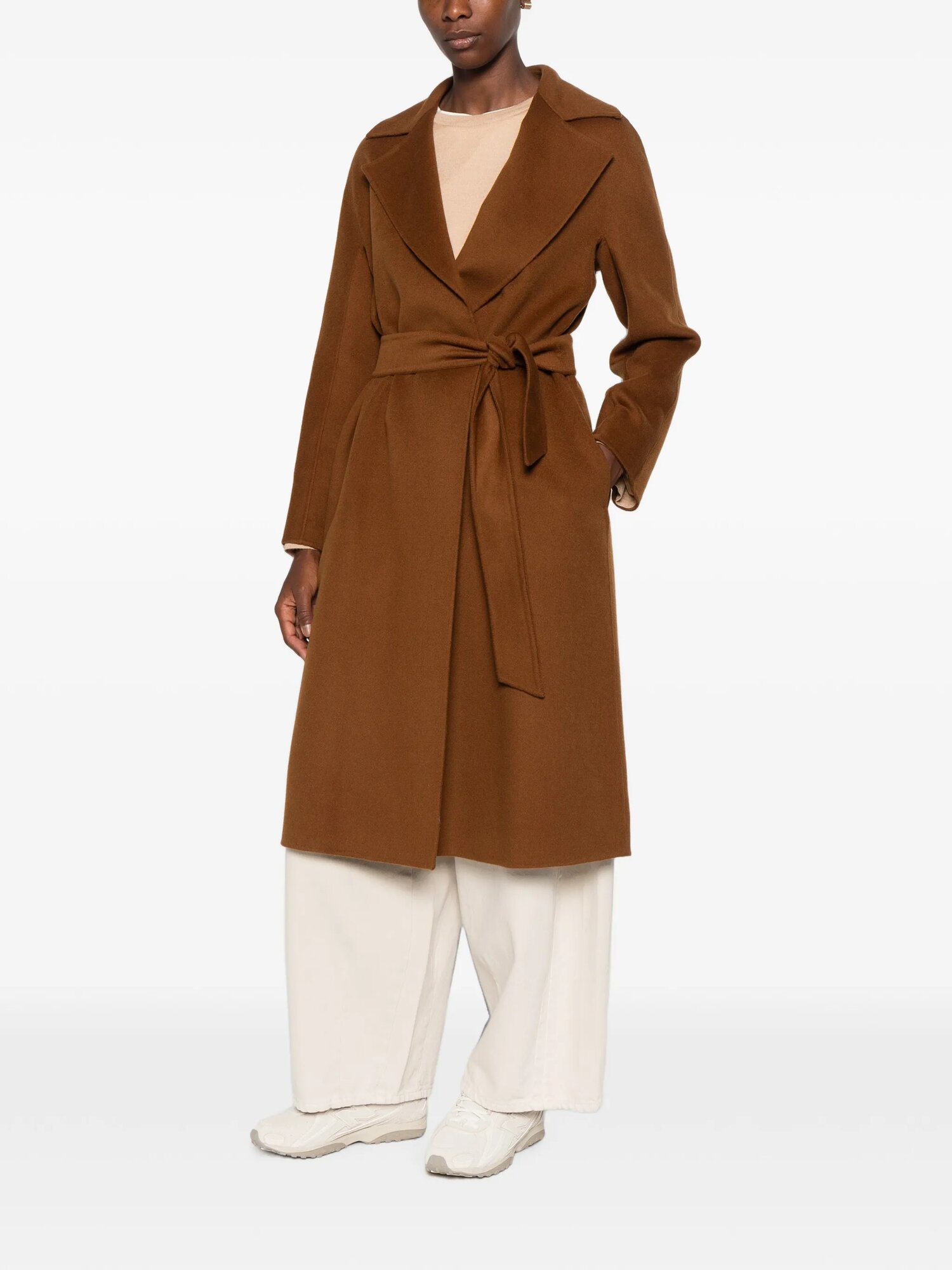 Пальто Max Mara Belted notch-lapel coat, размер 42, коричневый — фото 1