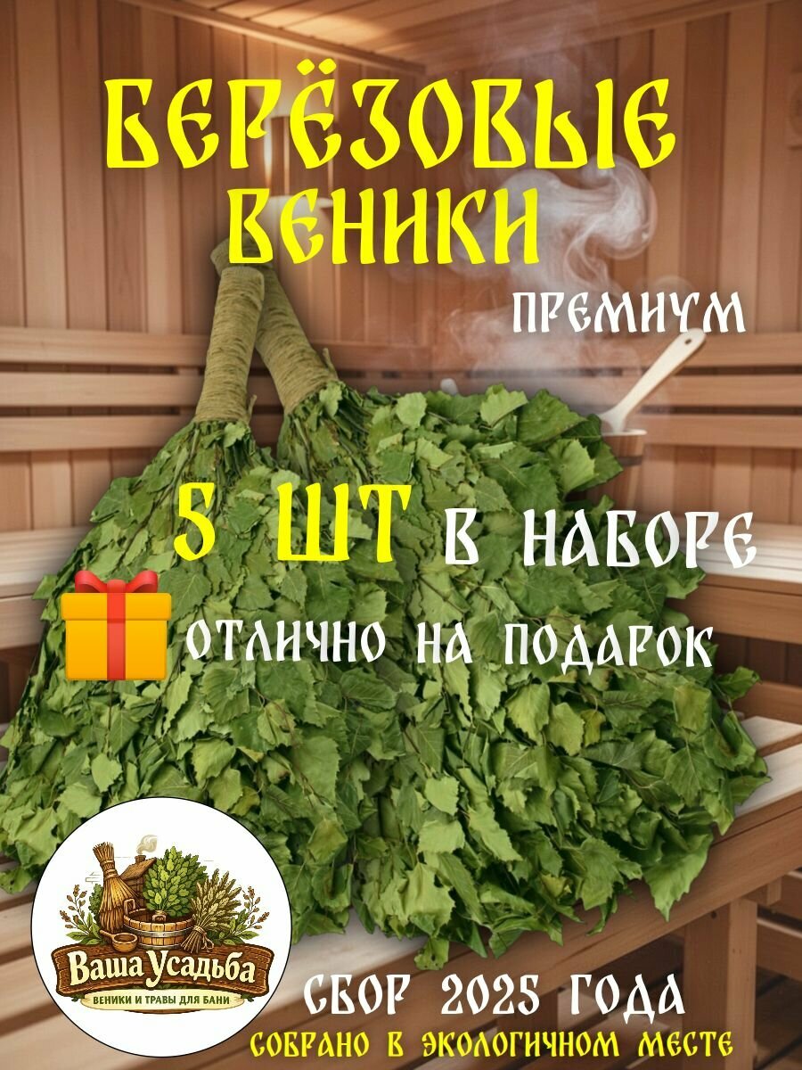Веник для бани Березовый, 5 шт.