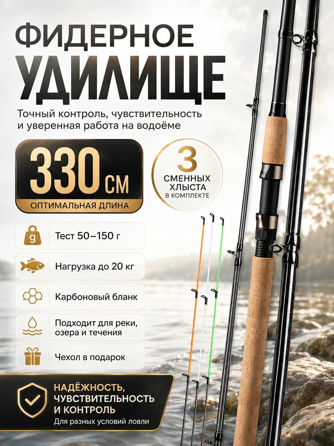 Рыбалка LIFE Спиннинг, рабочая длина: 330 см , до 150 гр