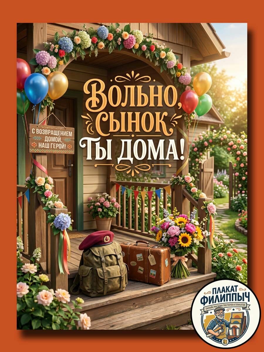 Постер "Вольно, сынок! Ты дома!" Дембель - 30х40см (без рамки)