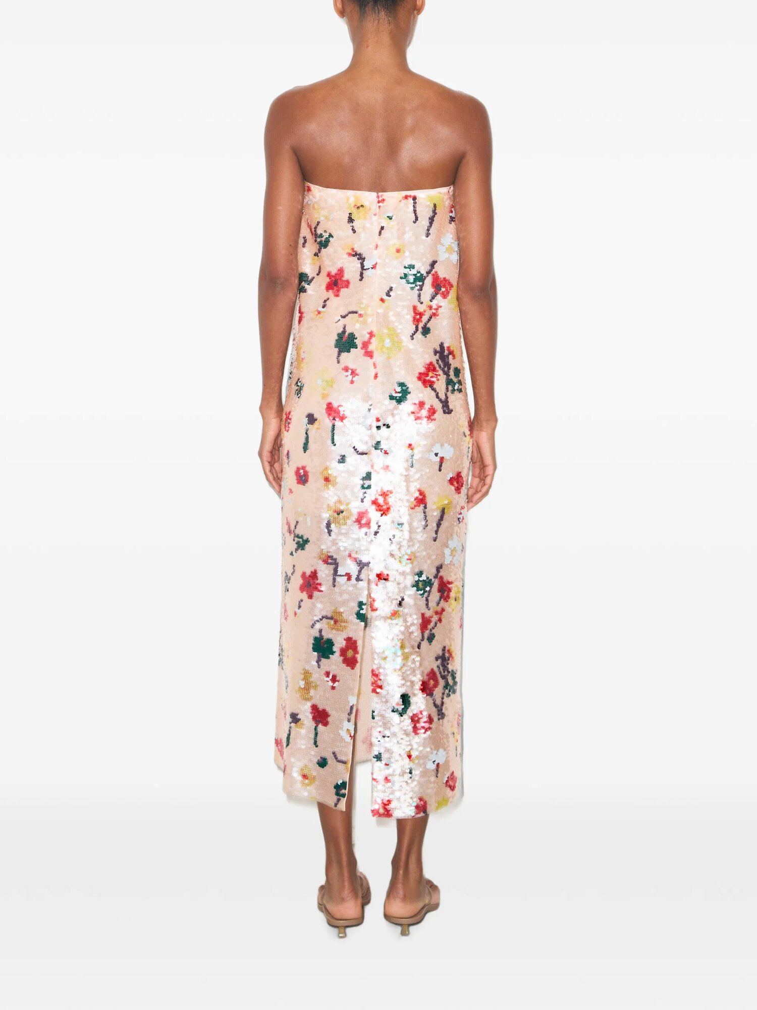 Платье Tory Burch Strapless sequin dress, размер 6, коралловый/розовый — фото 1