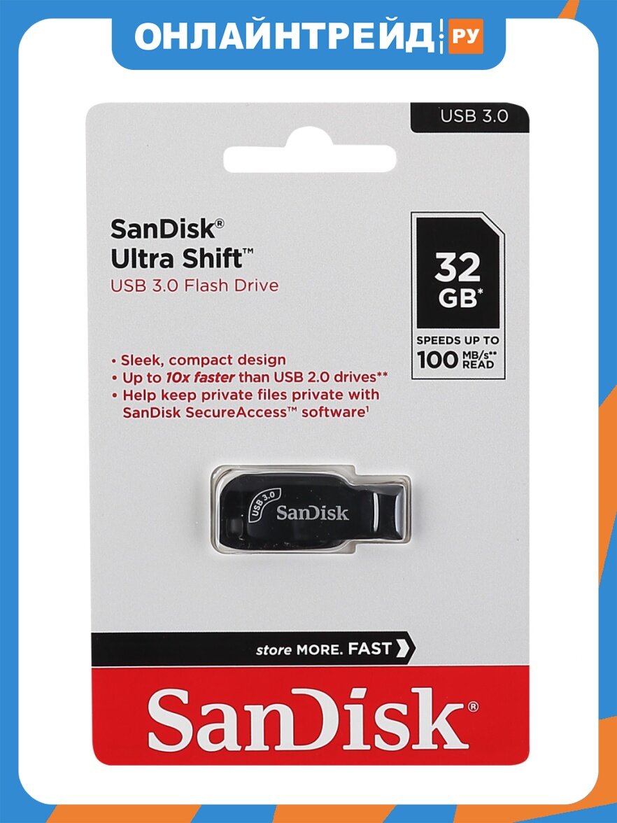 USB флешка Sandisk Ultra Shift 32Gb USB 3.2 Gen 1 black