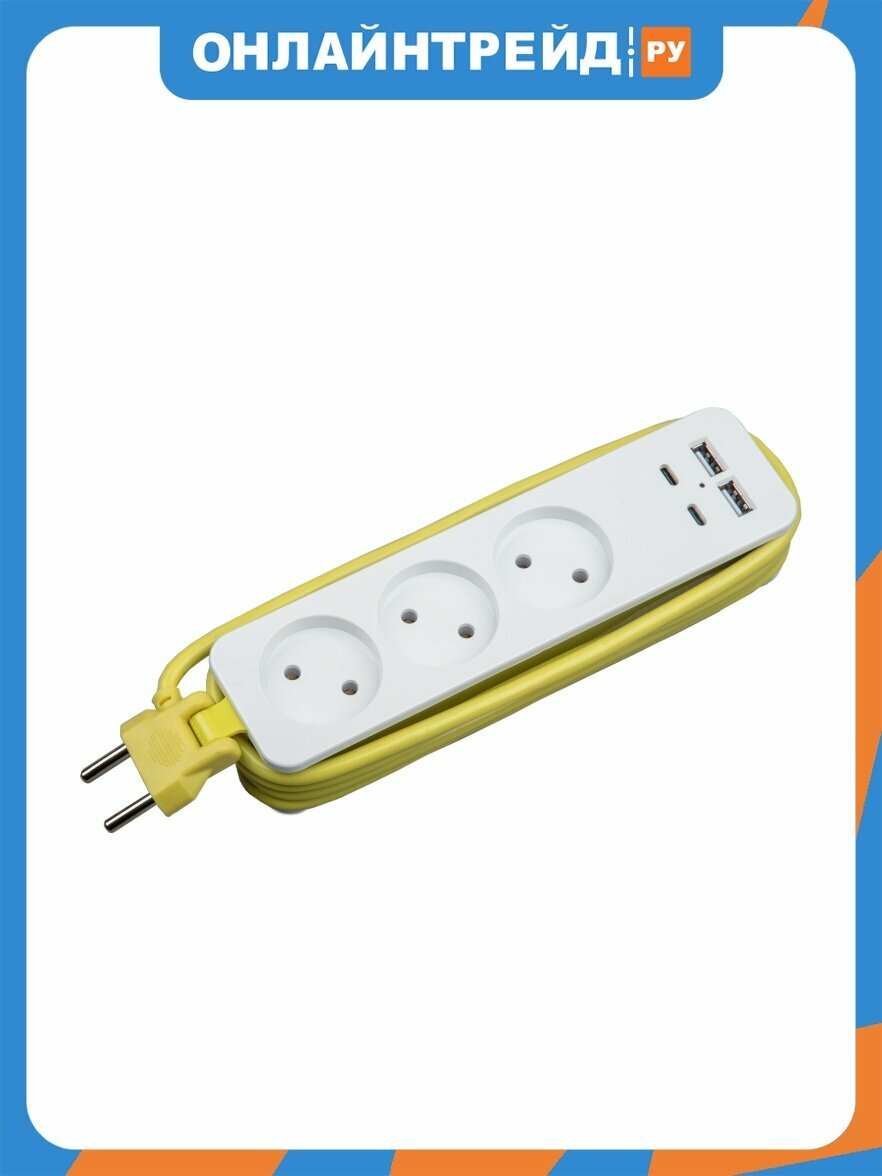Удлинитель Uniel серии Travel, шнур 1,8м, 3 гнездa S-CT3-1,8UC WHITE/GREEN