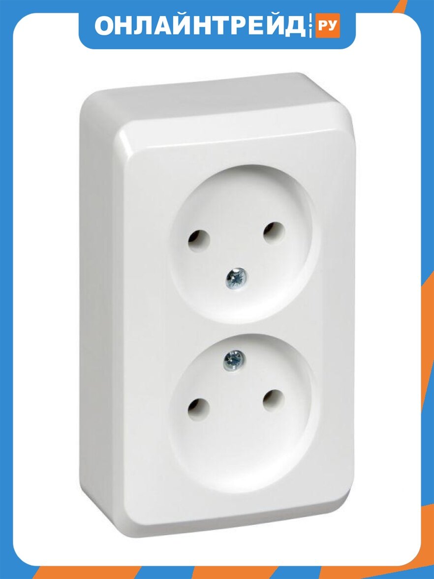 Розетка Systeme Electric (schneider Electric) SCHNEIDER ELECTRIC 2-ая бе з/з без шторок SE Этюд наруж, Белый, PA16-005B
