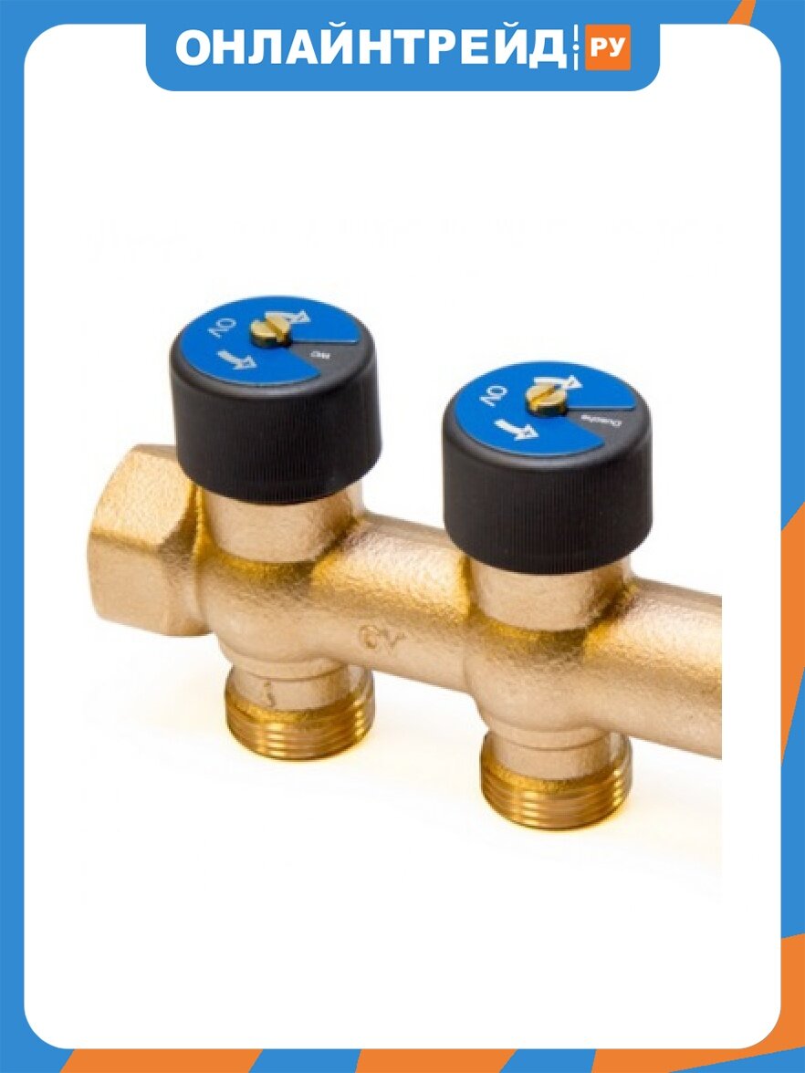 Коллектор (гребенка) Oventrop 3/4" Multidis R 2, количество отводов-2, выход-3/4", бронза