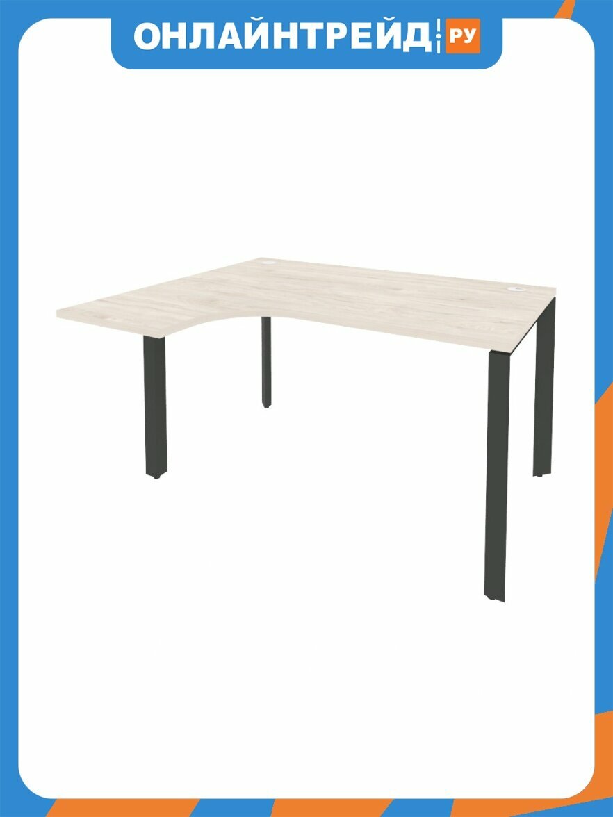 Стол эргономичный Riva CHAIR левый на П-образном м/к O. MP-SA-3 (L) Денвер светлый/Антрацит металл 1380*1180*750 (800/460) Onix