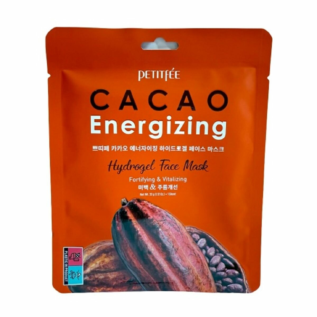 Petitfee Тонизирующая гидрогелевая маска для лица с какао (1шт) Cacao Energizing Hydrogel Face Mask